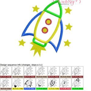 Rocket Ship Applique Design – Curtsy Embroidery