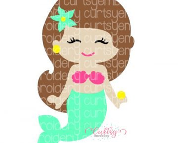 Cute Mermaid SVG Cut Design - Curtsy Embroidery