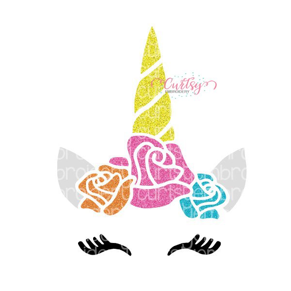 Unicorn with Roses SVG Design – Curtsy Embroidery