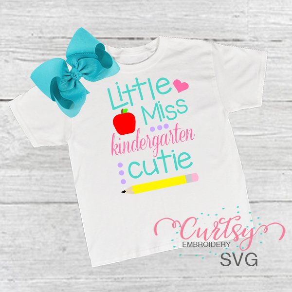 Little Miss Kindergarten Cutie SVG – Curtsy Embroidery