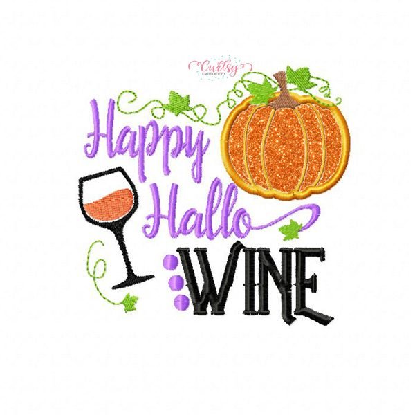 Happy Hallowine Embroidery – Curtsy Embroidery