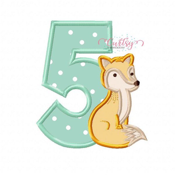 5th Birthday Woodland Fox Applique – Curtsy Embroidery