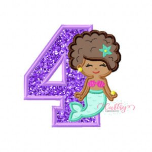 4 Mermaid Afro Applique Design – Curtsy Embroidery